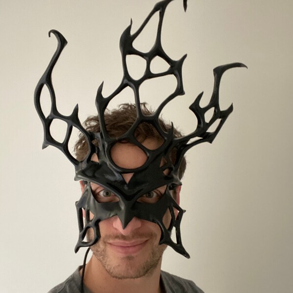 BLACK WIZARD MASK Demon Mask Sorceror Mask Fantasy Festival Mask ...