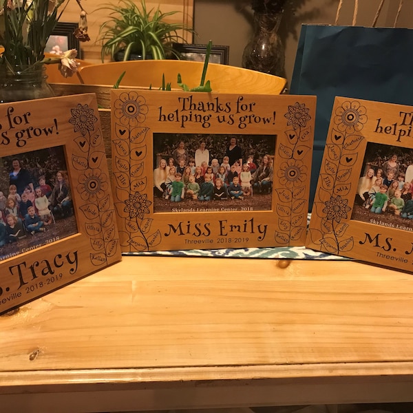 Personalized Teacher Picture Frame, Engraved Thank You Photo Wood Gift ...