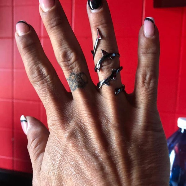 Black Gothic Ring-witch Statement Ring-wrap Around Ring-ruby Vine Ring ...
