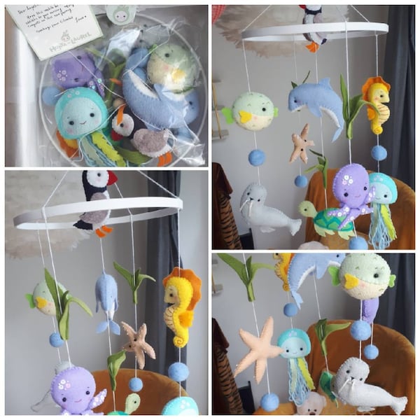 Ocean Baby Mobile, Sea Creatures Crib Mobile, Nautical Cot Mobile ...