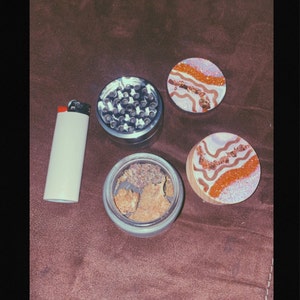 Custom Geode Grinder and Stash Jar Matching Set Glass Smoke - Etsy