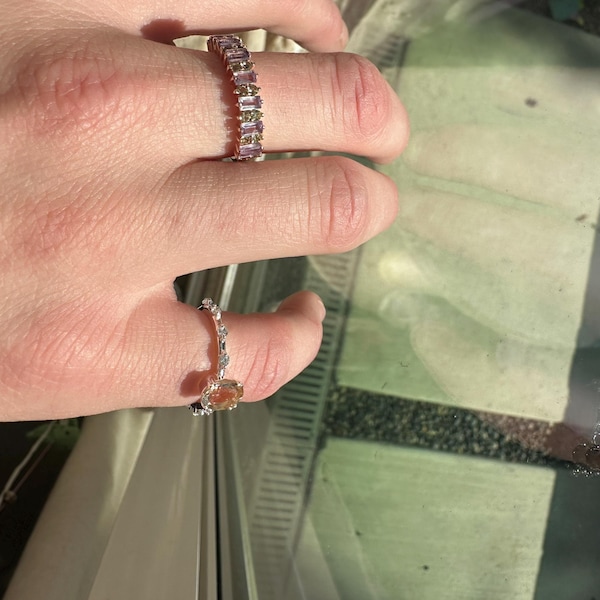 Rainbow Gemstone Eternity Band, Multi Gemstone Ring, 14k Gold Rainbow ...