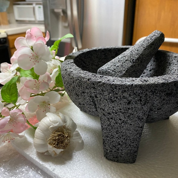 9 Inch Molcajete Mexican Volcanic Stone Mortar Handmade 9 Inches in ...