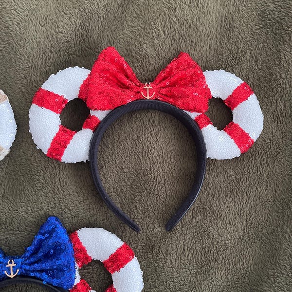Cruise Line Buoy Mouse Ears | Cruise Line Ears | Lifebuoy Ears | Sequin ...