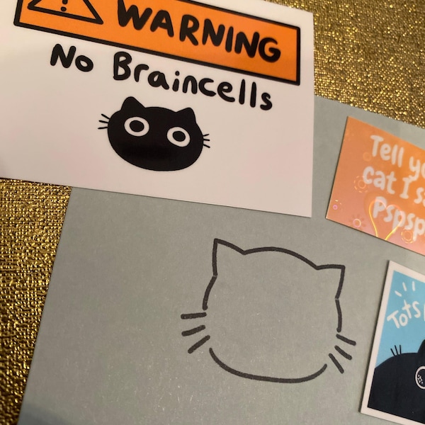 No Braincells Cat Sticker / Funny Cat / Vinyl Sticker / Journaling ...