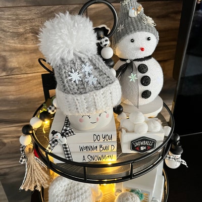 Farmhouse Mini Wood Book Stack, Snowman Book Stack, Christmas Wood ...