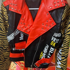 Graffiti Hand Painted Faux Leather Junk Jacket-russian Vibes | Etsy