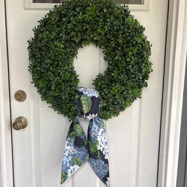 Spring Green Stripe Monogram Wreath Sash for Front Door, Personalized ...