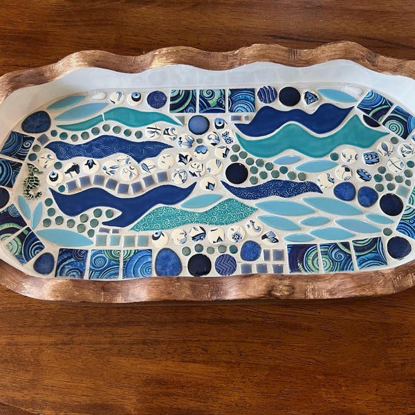 Ceramic Seashell and Sea Creature Tiles, 12pcs, Variety Blues and ...