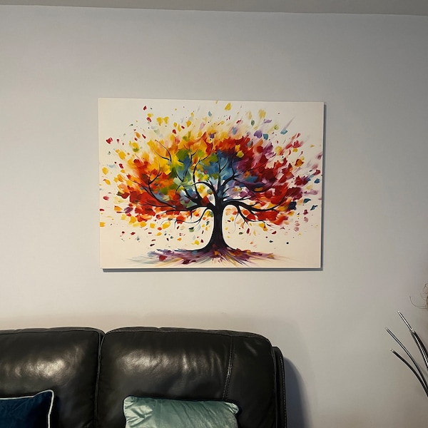 Paint Splash Tree of Life Landscape Abstract Oil Painting Wall Art ...