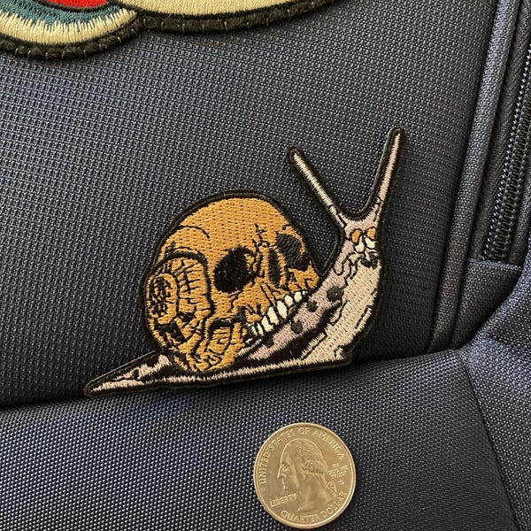 Skull Snail Patch, Creepy Patch, Iron on Patch, Embroidered Patch ...
