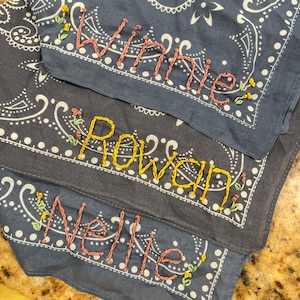 Monogrammed Bandana hand Embroidered Group Gift Multiple - Etsy