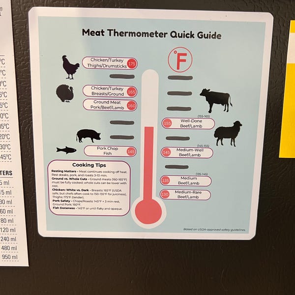 Meat Temperature Magnet: USDA Safe Cooking Temps Kitchen Guide - Etsy