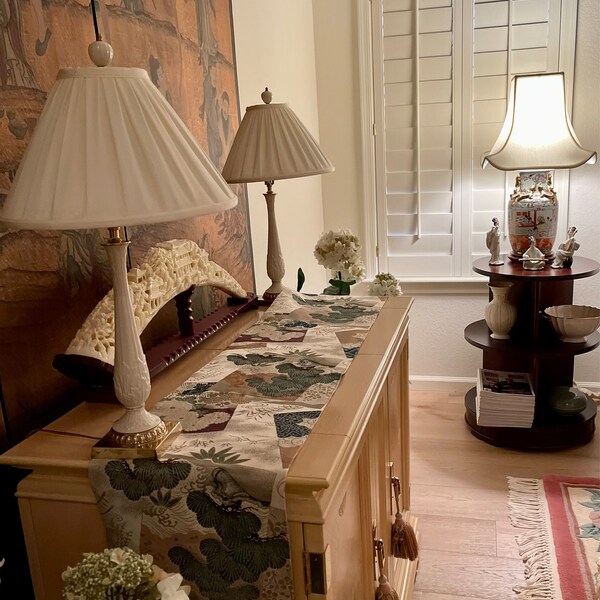 Japanese Obi Embroidered Artwork, Horizontal Textile Wall Art, Japanese ...