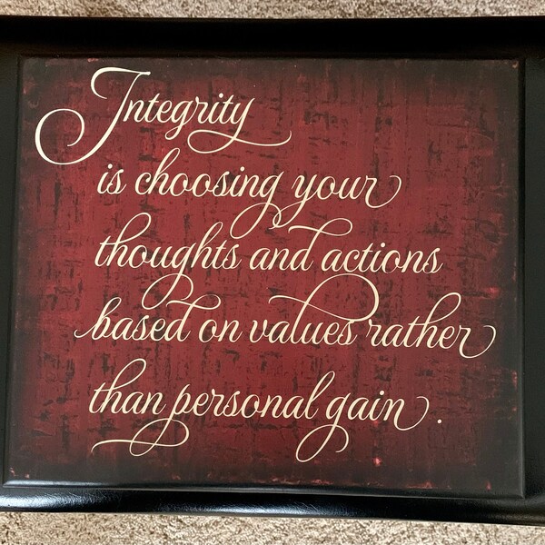 Integrity Custom Wood Sign, Life Lesson Wall Decor, Positive Quotes ...