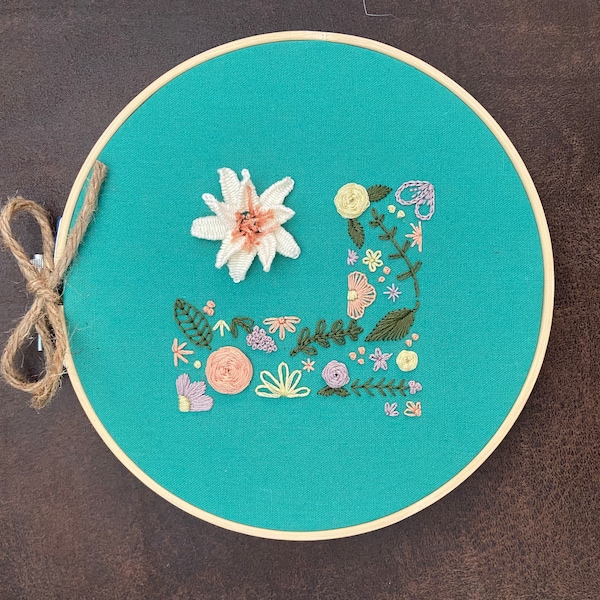 Floral Alphabet Letter A Hand Embroidery Pattern Design PDF Digital ...