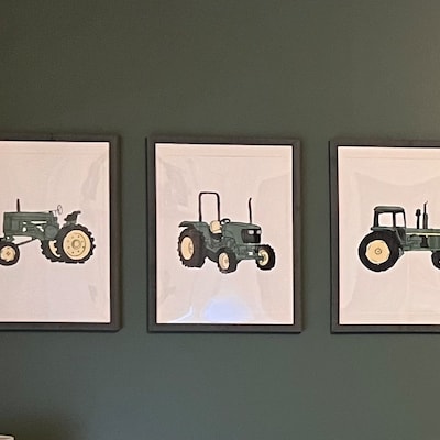 John Deere Vintage Tractor Boy Room Decor, Green Tractor Wall Art, Farm ...