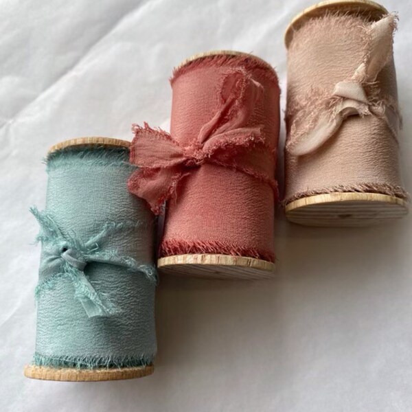 CORNFLOWER Raw Edge Ribbon, Hand Dyed Silk Ribbon, Hand Torn Ribbon - Etsy