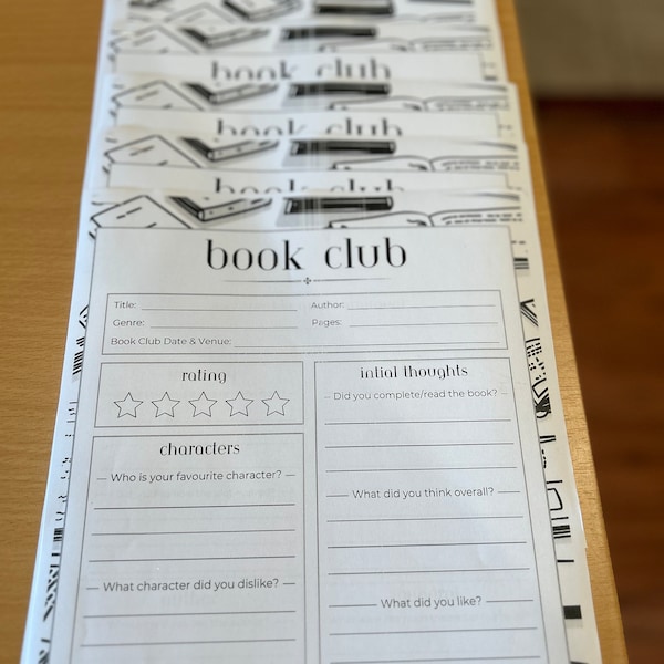Printable Book Club Planner, Book Club Discussion, Book Review, Reading ...