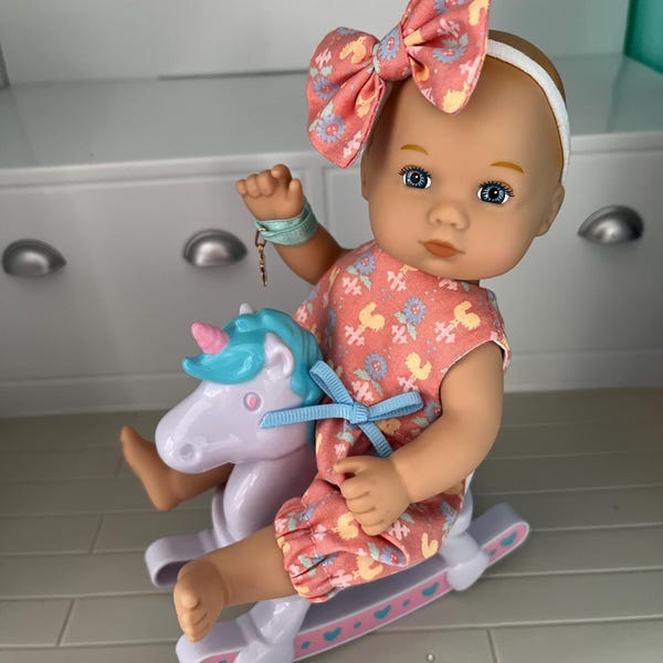 18 Inch Doll Long Doll Dress Blue Storybook Theme Fabric With Headband ...