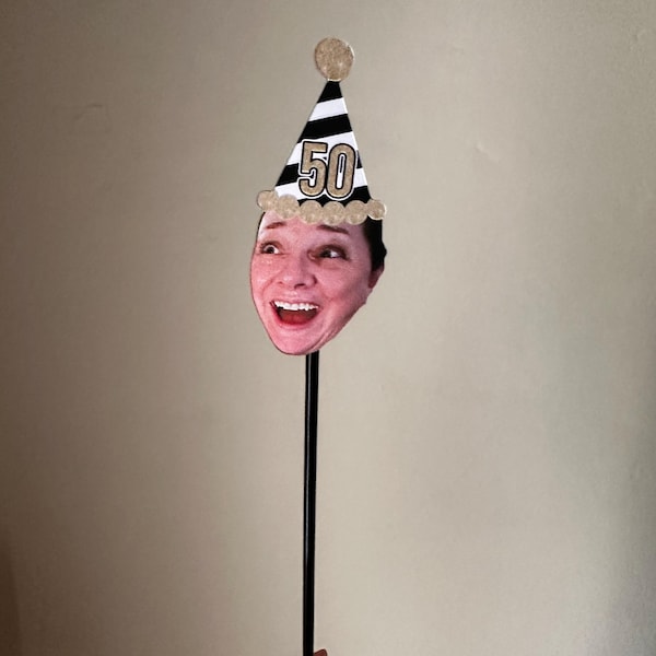 Custom Big Head Face Birthday Banner Drink Stirrers, 21st, 30th, 40th ...