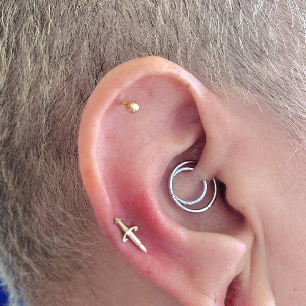 10 Karat Gold Dagger on a Custom Jewelry Post. Perfect for Helix ...