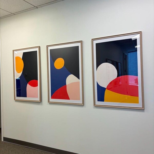 Playful Balance Abstract Art, Bold Color Geometric Print, Modern ...