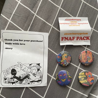 4 Pack Retro Style FNAF Button Pins 37 Mm - Etsy