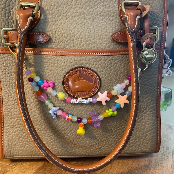 Personalized Colorful Chunky Beaded Bag Charm, Cute Bag Charm With Name ...