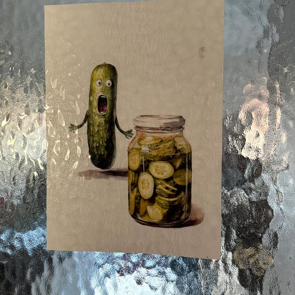 Pickle Art, Printable Wall Art, Whimsical Funny Pickle Watercolor ...