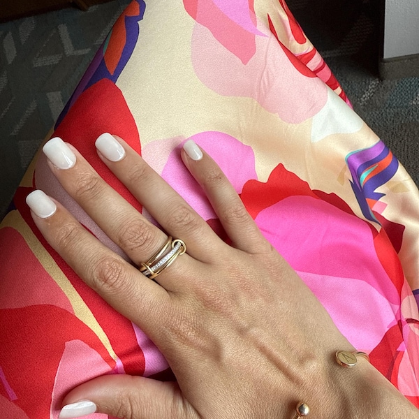 Bellanca Diamond Connected Stacker Gold Linked Spinner Ring, Handmade ...