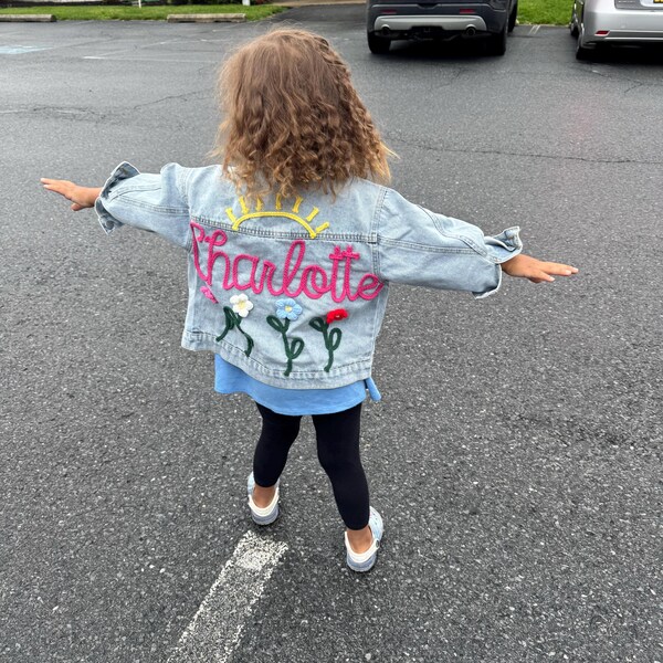 Personalized Kids Name Jean Jacket, Custom Girls Toddler Name Letter ...