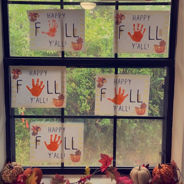 Happy Fall Y'all Handprint Sign, Preschool Activities for Autumn ...