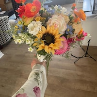 Wildflower Bridal Bouquet, Colorful Orange Hot Pink Wedding Bouquet ...