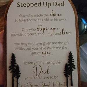 Stepped up Dad Sign, Personalized Father's Day Gift, Bonus Dad Sign ...