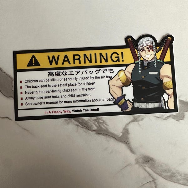 Anime Warning Sticker, Sorcery Anime, Airbag Warning Sticker, Visor ...