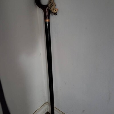 Wooden Cane Bat Carved Handle and Staff Wood Walking Stick Hand Carved ...