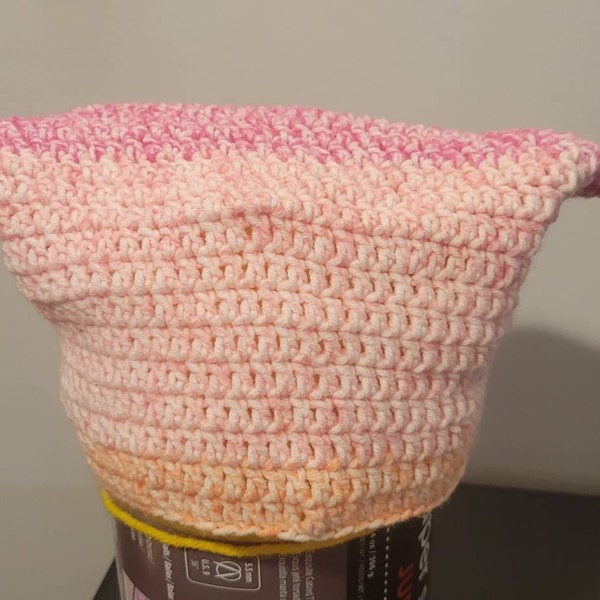 PATTERN - Cat Ear Striped Beanie Crochet Pattern - Etsy