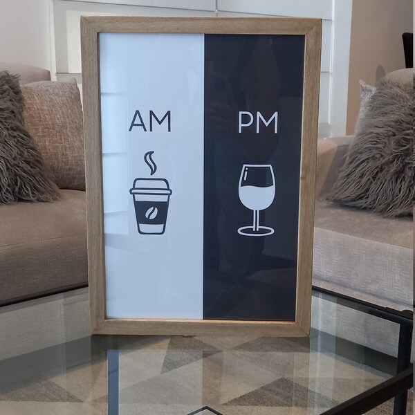 AM - PM Poster, Coffee and Wine Art Print, Modern Wall Art, Printable ...