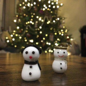 Handmade Blown Glass Snowman,molten Glass Figurine, Small Tiny ...