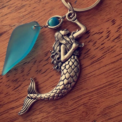Mermaid Keychain, Mermaid Key Chain, Mermaid Gift, , Sea Glass Keychain ...