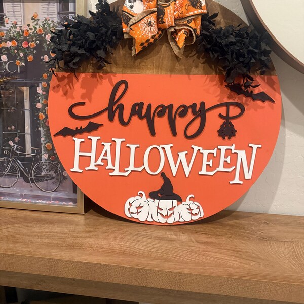 Halloween Door Hanger | Halloween Wreath | Happy Halloween Front Door ...