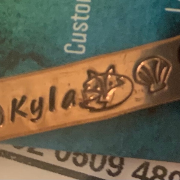 Custom Hand Stamped Metal Bracelet Charm: Personalized Tag - Etsy