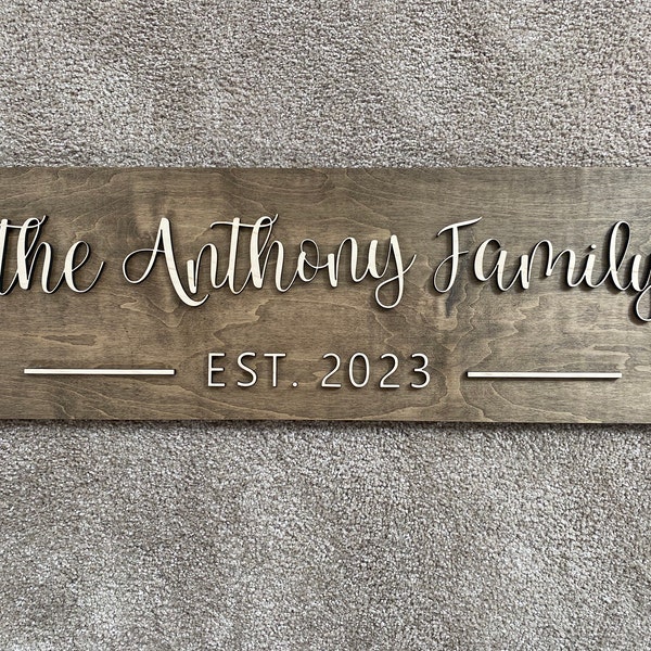 3D Blended Family Wood Sign Family Home Decor Family Sign With Names ...