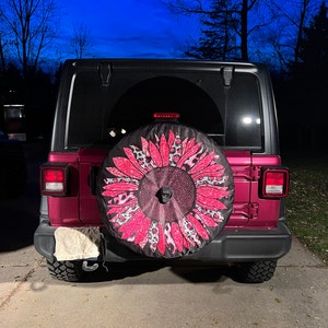 Spare Tire Cover With Hot Pink Sunflower, Hot Pink Cheetah Sunflower ...