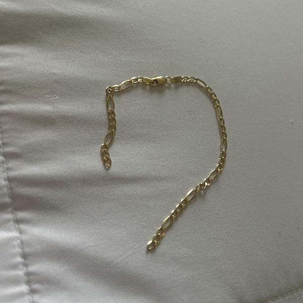Solid 14K Gold Figaro Curb Bracelet, Genuine Figaro Gold Bracelet, 14K ...
