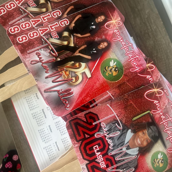 Custom Grad Fans, Graduation Fans, Head on a Stick, Custom Face Fans ...