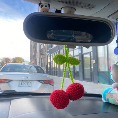 Crochet Cherry Car Charm - Etsy