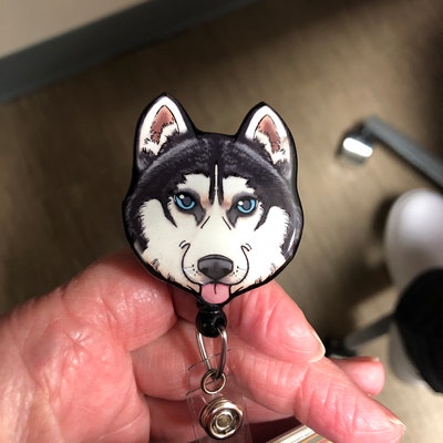Husky Badge Reel Id Holder Gift Husky Lovers for Nurse's Veterinarian ...