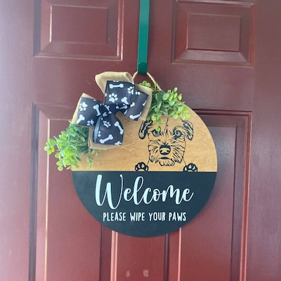 Dog Welcome Sign Dog Door Hanger Personalized Welcome Sign - Etsy